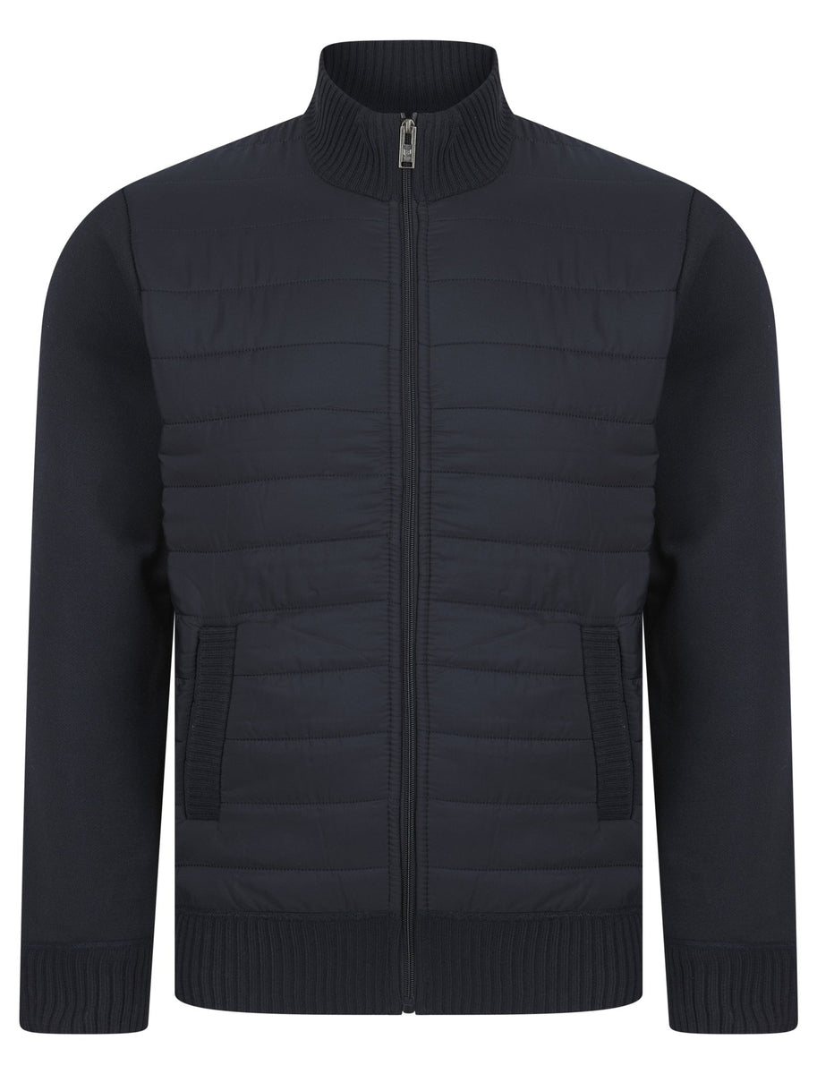 Ken Knitted Jacket with Padded Front – Men’s Zip-Up Bomber - Navy ...